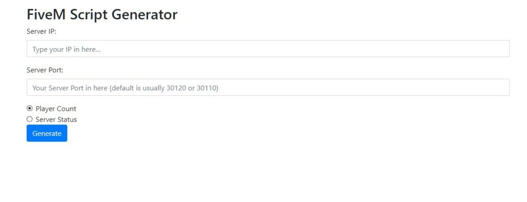 Free FiveM Server Script Generator - Game Launcher Creator