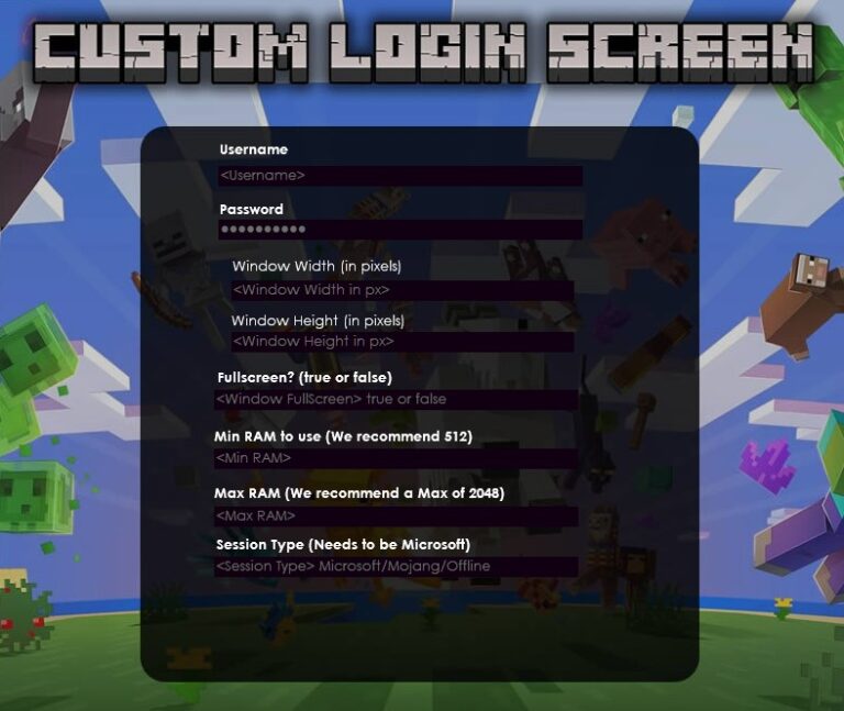 Custom Minecraft Login Screen - Game Launcher Creator