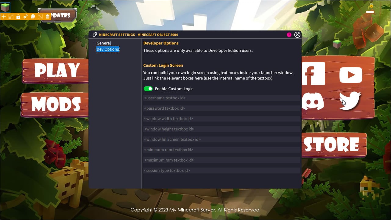 Custom Minecraft Login Screen - Game Launcher Creator